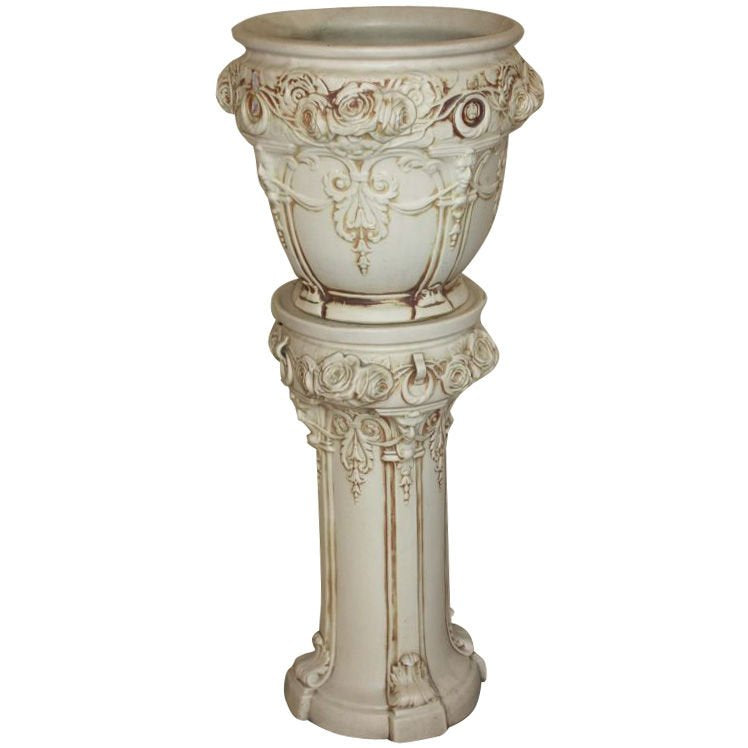 Pair of Weller Ivory Planters on Stand – Grand Central Inc